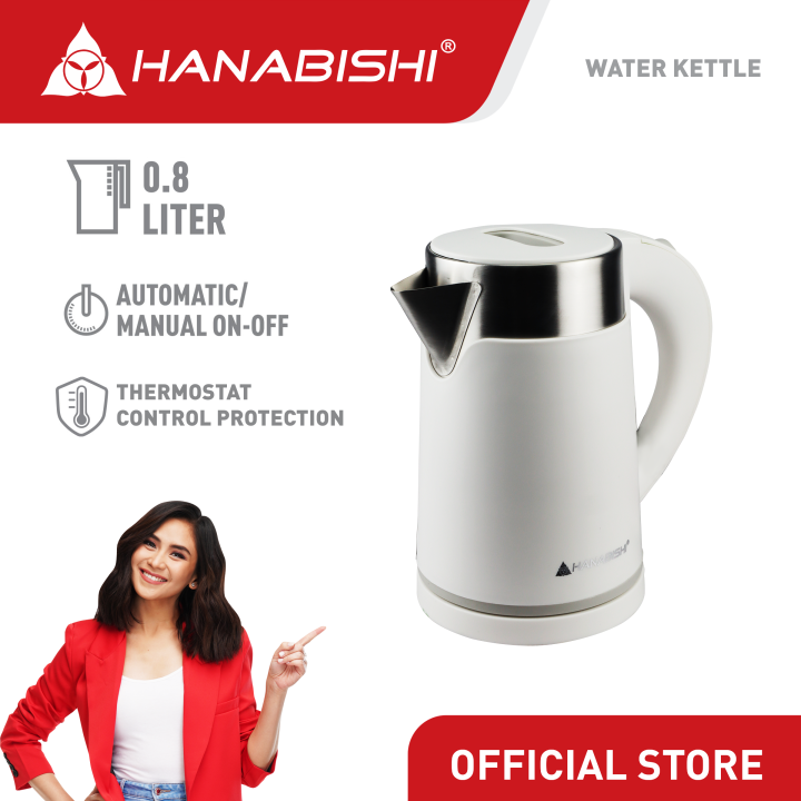 Hanabishi Electric Water Kettle Pearl White Series 0.8L | Lazada PH