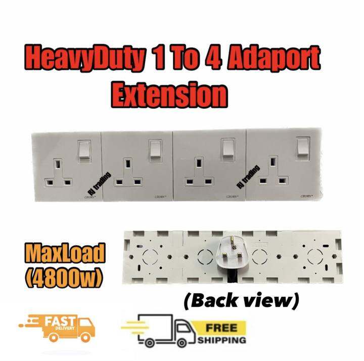 HEAVY DUTY EXTENSION WALL SOCKET 1 TO 2/3/4 SOCKET 2 / 3 AND 4 GANG ...