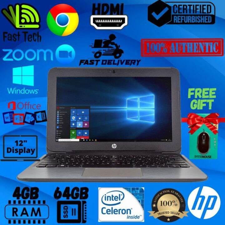 HP Stream 11 Pro G2 Laptop, Intel Celeron, 4GB DDR3 RAM, 32GB SSD, HD ...