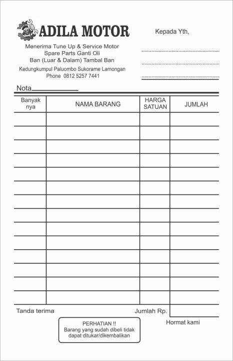 CETAK NOTA BENGKEL BISA MAMA SENDIRI ( 40 Buku ) | Lazada Indonesia