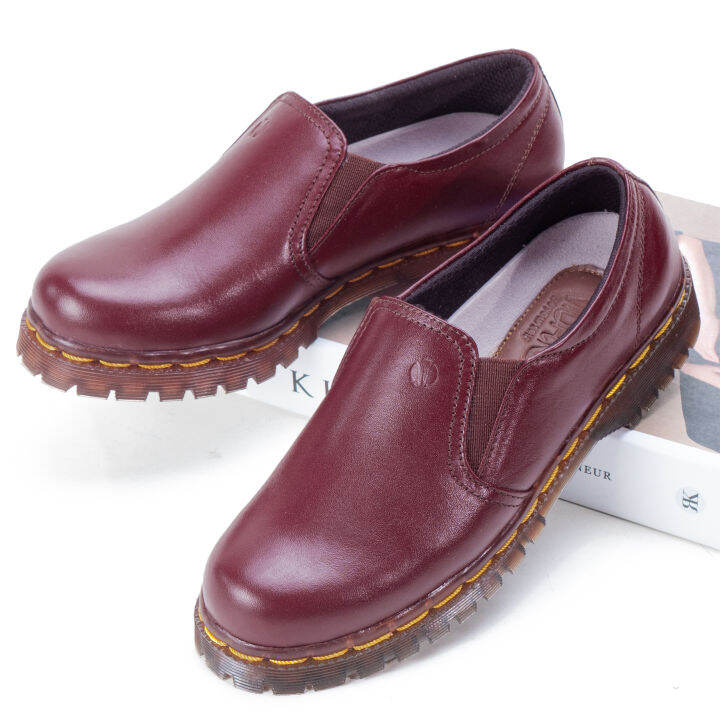 Sepatu Docmart Low Cut Slip On Wanita Kulit VD132 | Lazada Indonesia