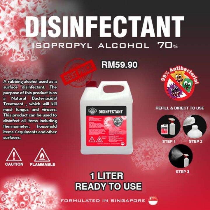 Disinfectant Spray Isopropyl Alcohol (IPA) 70% 1L Bottle | Lazada