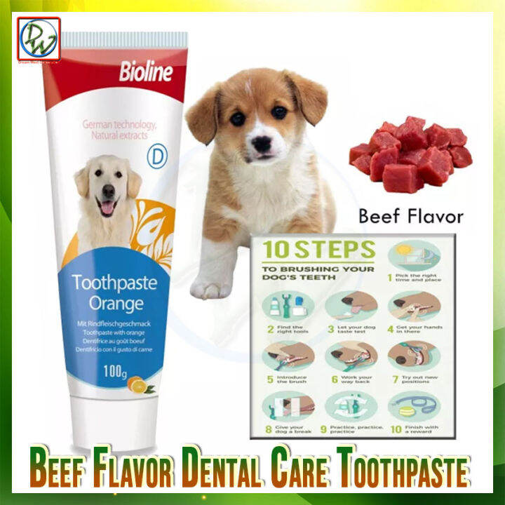 Bioline Toothpaste with Beef Flavor Dental Care Pet Dog Toothpaste 100g ...