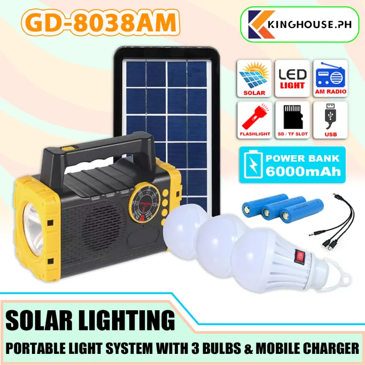GDPLUS GD-8038AM BLUETOOTH Plus Solar Lighting System Kit ...