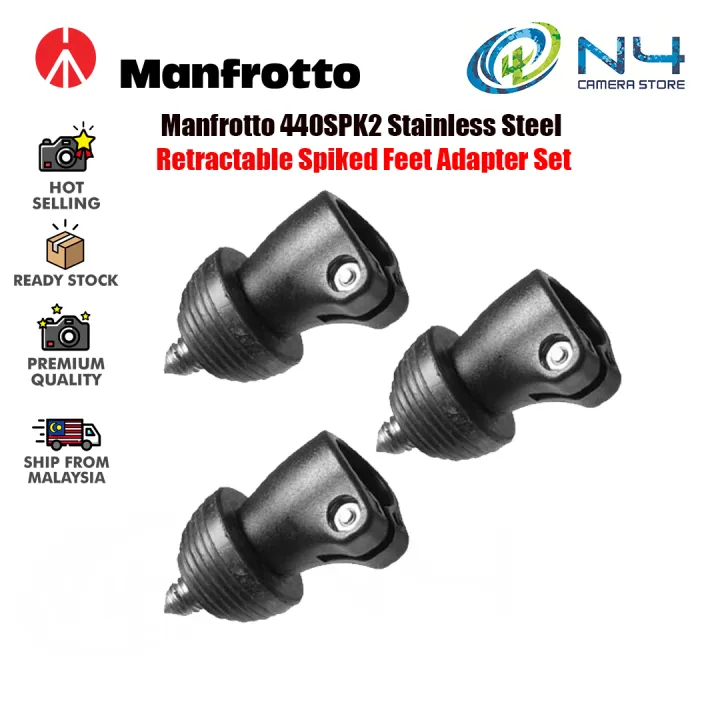 Manfrotto 440SPK2 Stainless Steel Retractable Spiked Feet Adapter ...
