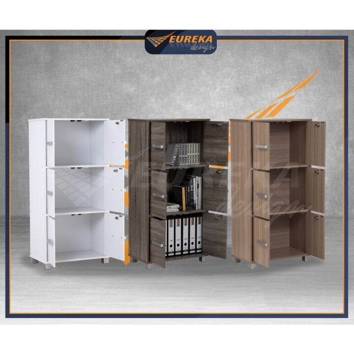 Eureka Diy 6 Door Storage Cabinet Box Lock Wood Almari Kabinet Penyimpanan Naomi Self
