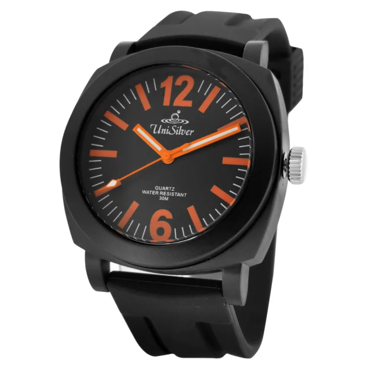 UniSilver TIME KONVEX VERTICLE Men's Large Analog Orange/Black Rubber ...