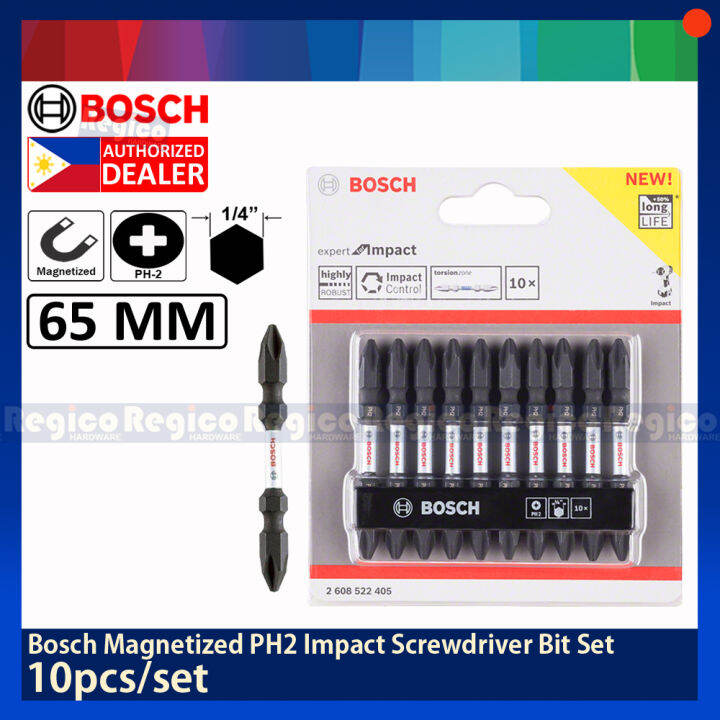 BOSCH 10pcs. PH2-65mm Impact Screwdriver Bit Set 1/4 Shank #22405 Bosch ...