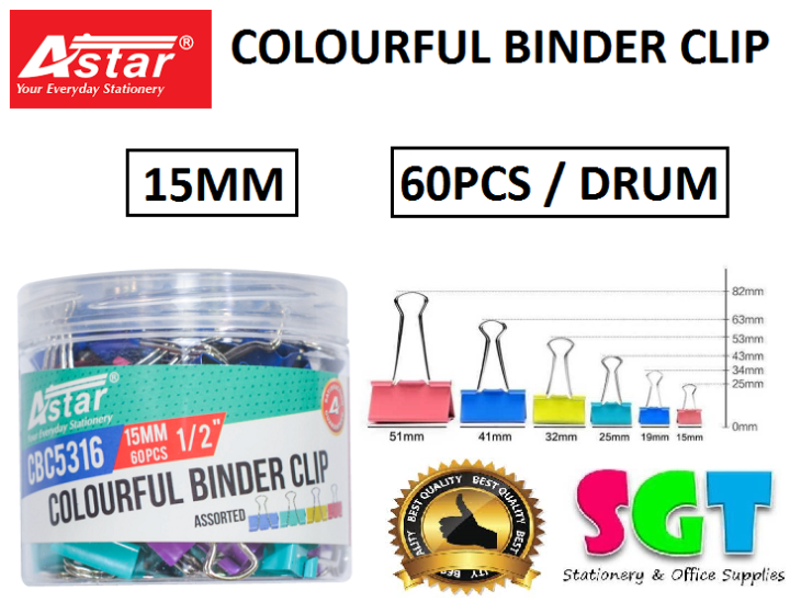 ASTAR Colourful Binder Clip (15mm x 60pcs) | Lazada