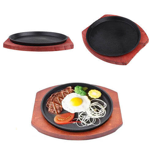 Round SIZZLING PLATE- 21cm Round Shape Steak Griddle Steak Grill Plate ...