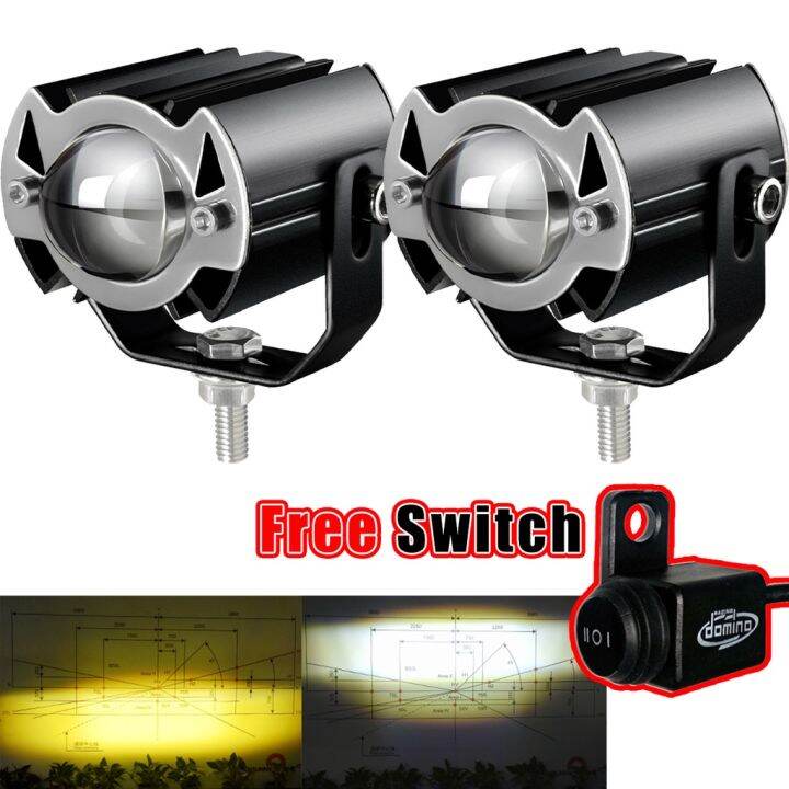 MDL Full Set Motorcycle Led Headlight White+Yellow Tri-model Driving ...