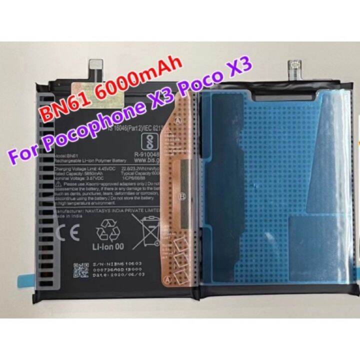 Battery BN57 BN61 For Xiaomi Pocophone X3 Poco X3 Mobile Phone Battery ...