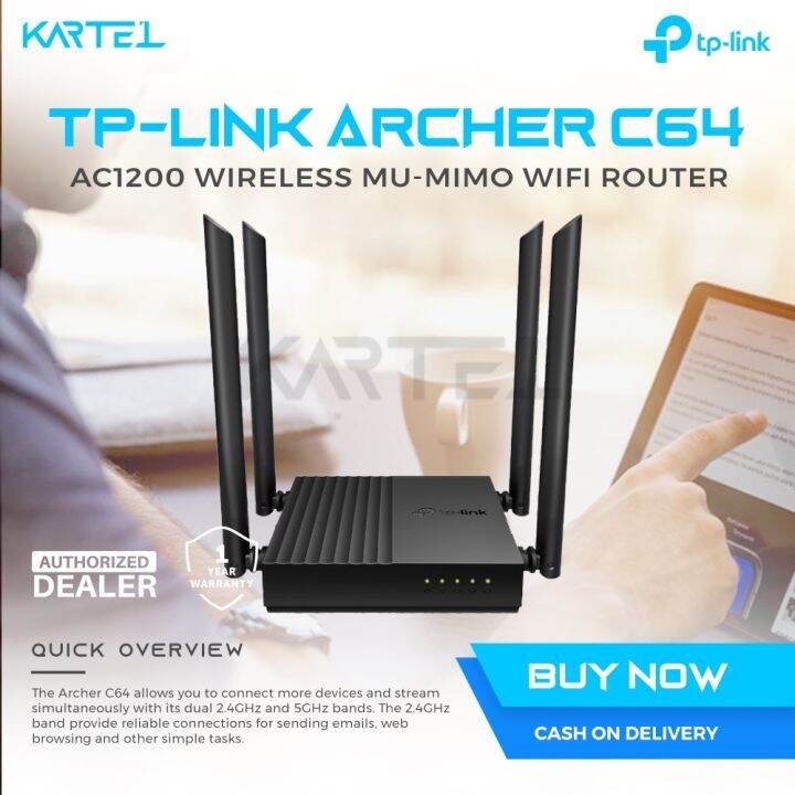 TP-Link Archer C64 AC1200 Wireless MU-MIMO Dual-Band Wi-Fi Router Wifi ...