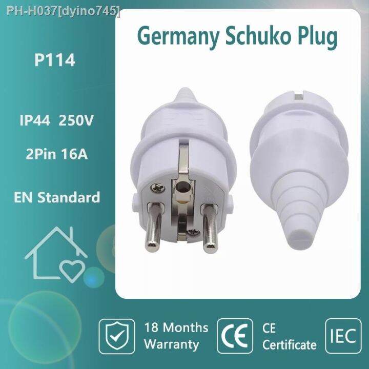 ⊕ Waterproof Schuko Plug Germany Socket 2 Pin 16A Electric Industrial ...