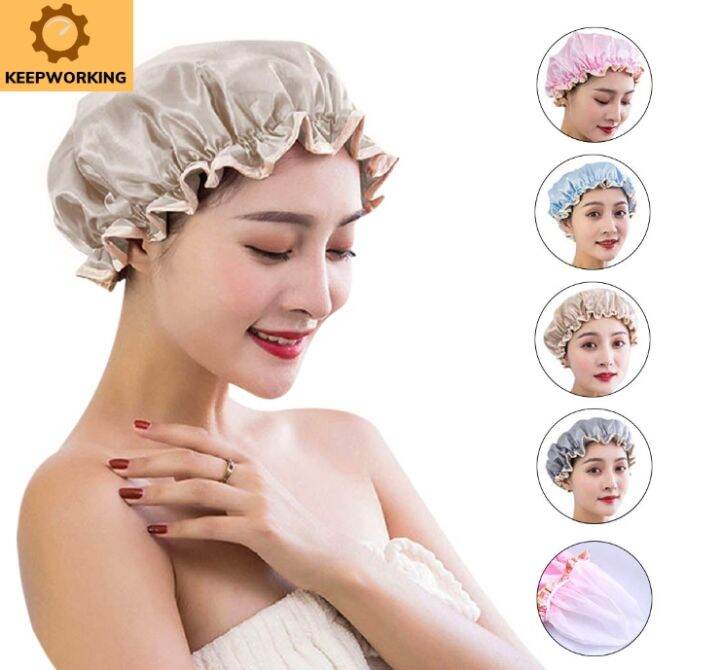 Keep Working Shower Head Cover Hair Cover Bath Cap Bathroom Shower Cap ...