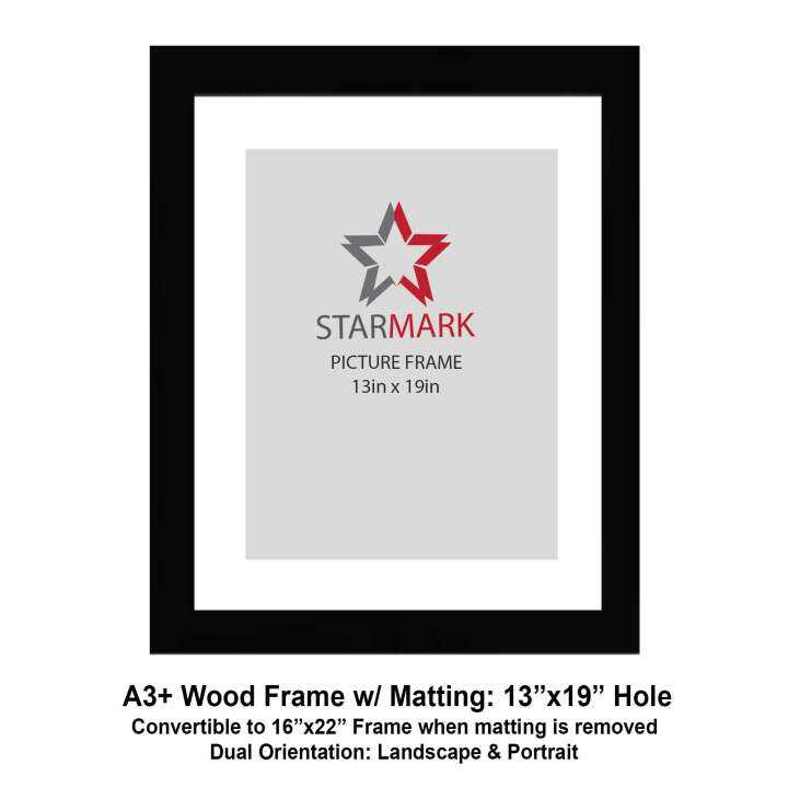 Starmark A3+ Picture Frame WOOD with Matting, A3 Plus Frames ...