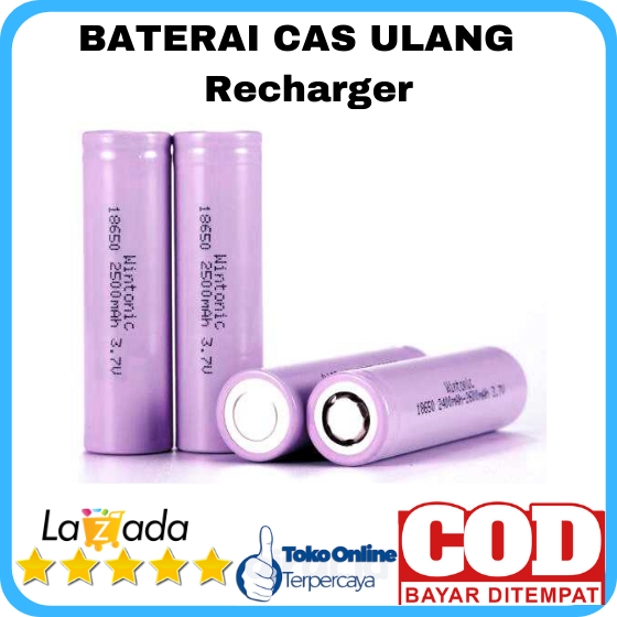 [COD] Baterai 18650 INR 3.7V 2500mAh Flat Top / Baterai Cas Recharge ...