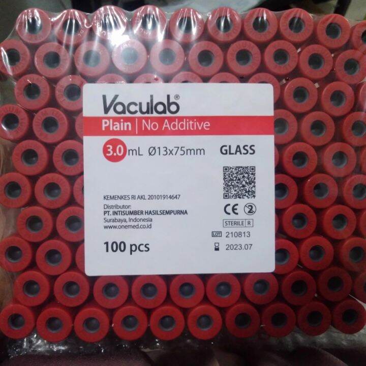 tabung darah vaculab 3 plain ml box pak isi 100 vacutainer vacum tube ...