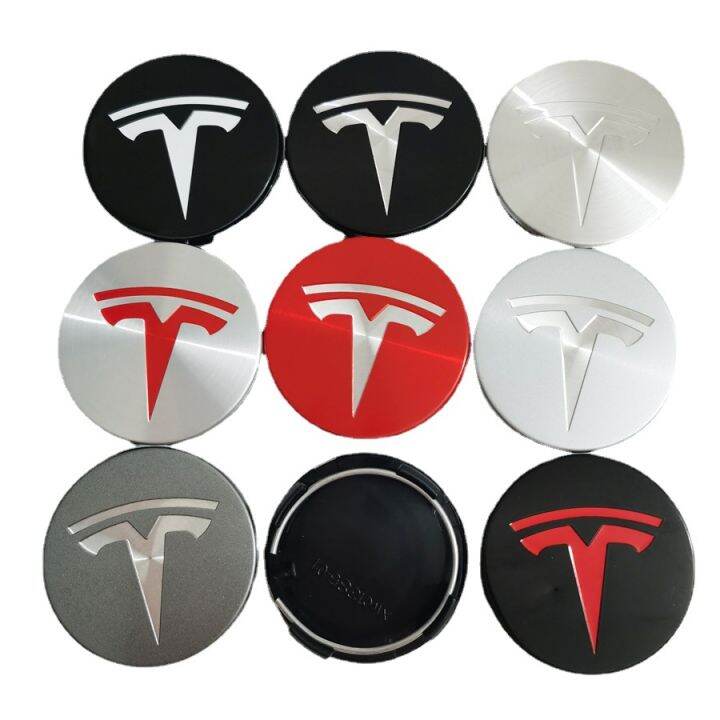 LASAN 4pcs*56mm tesla Hubcaps Wheel Centre Covers, Car Emblem Badge ...