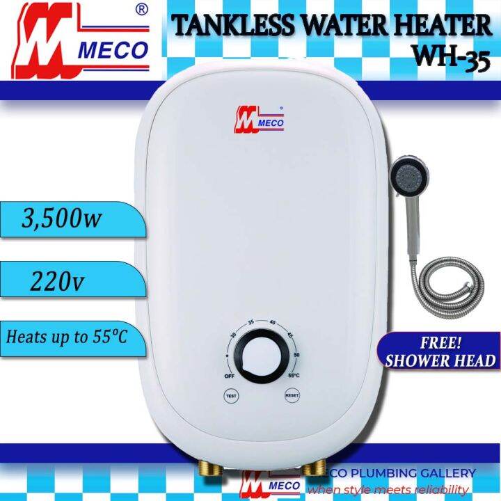 Meco Tankless Electric Water Heater #WH-35 with FREE telephone shower ...