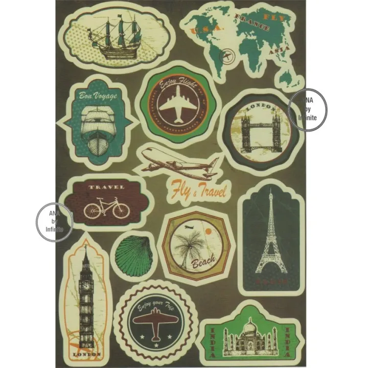 infinite Sticker Set สติ๊กเกอร์ ตกแต่ง สัญลักษณ์ ทวีป เมือง สถานที่ ...
