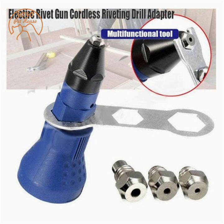 Electric Pull Rivet Gun Adapter Portable Riveting Tool Cordless Drill ...
