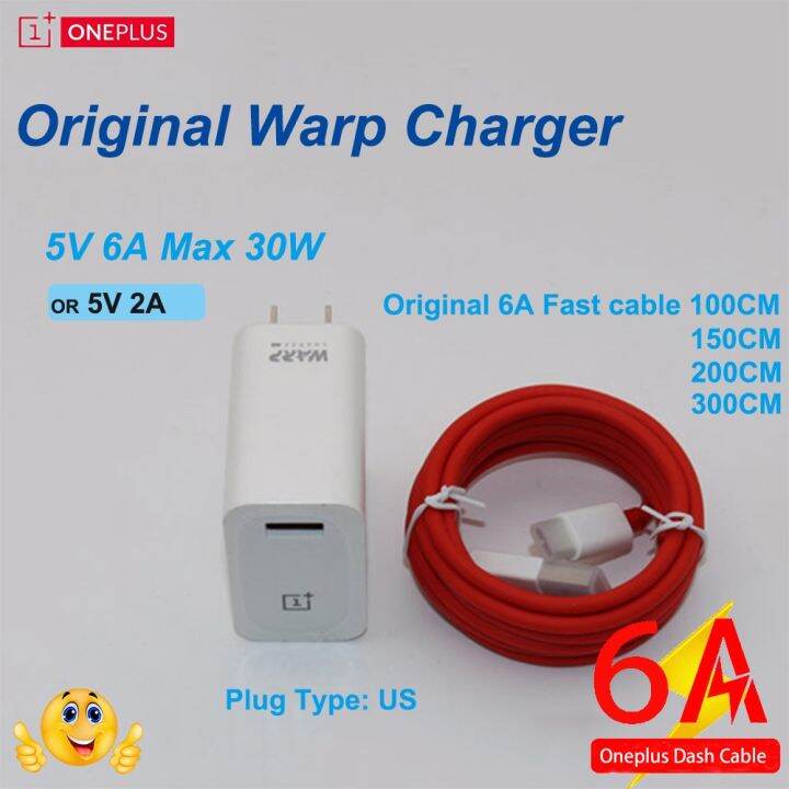 {Taotao Electronics} สำหรับ 7 Pro 7T Warp Charge 30 Power Adapter 30W US Charger Type C Cable ...