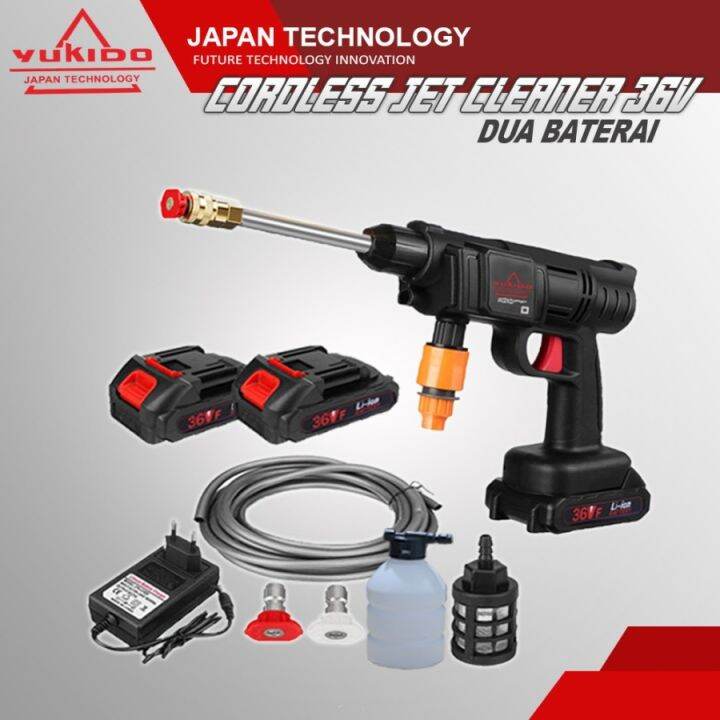 YUKIDO Alat steam cuci motor & mobil Jet Cleaner CORDLESS 2 BATREI 36V Mesin Steam Jet Cleaner ...