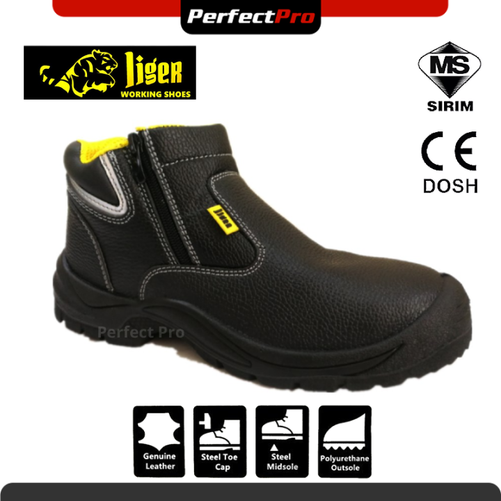 Liger LG66 Mid Cut Zip On Safety Shoes / Safety Boots Kasut Keselamatan ...