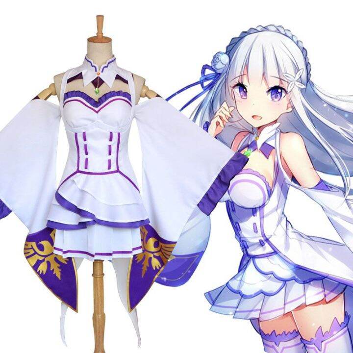 Re:Zero kara Hajimeru Isekai Seikatsu Emilia Elf Cosplay Costume ...