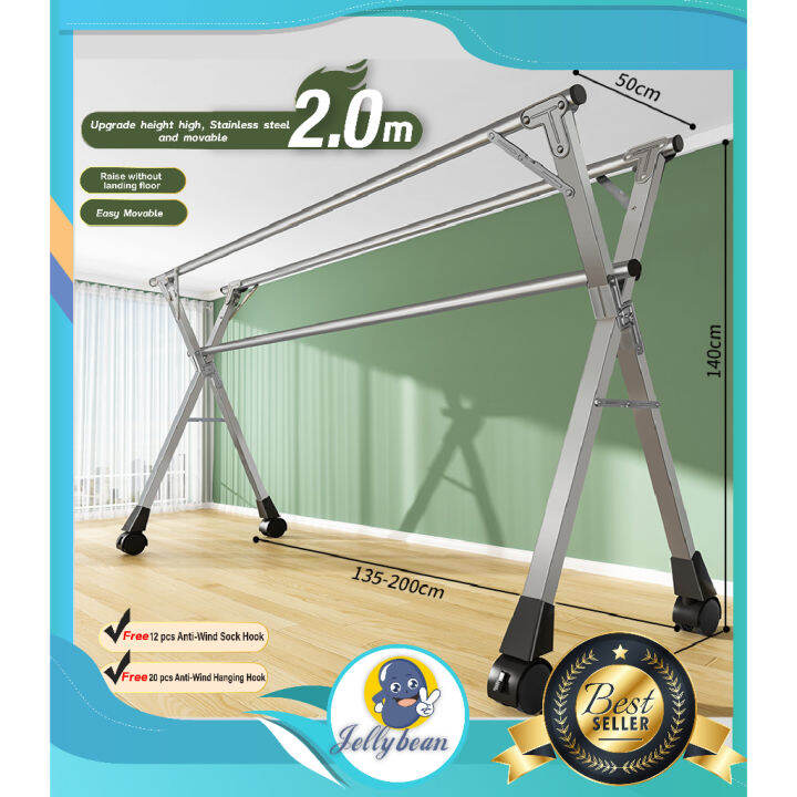 Clothes Rack Cloth Drying Rack Foldable Ampaian Baju Stainless Steel ...