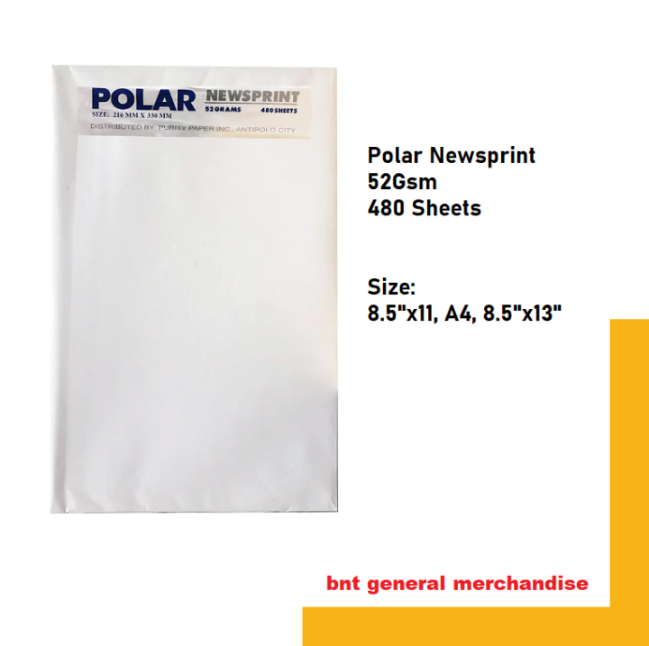 Newsprint Paper Polar Newsprint Short, A4, Long 1Ream | Lazada PH