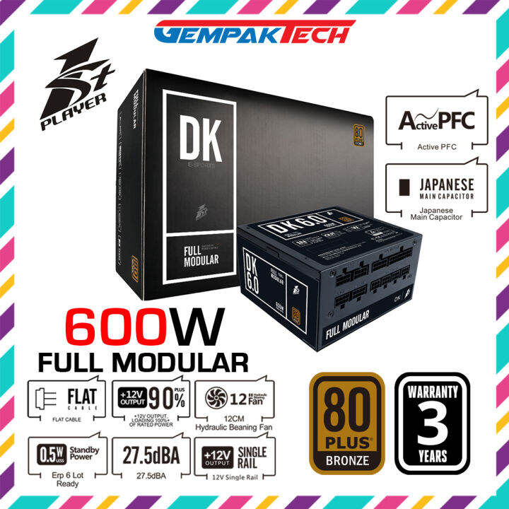 1st Player DK PS-600AX DK 6.0 [Full Modular] Power Supply PSU with Flat ...