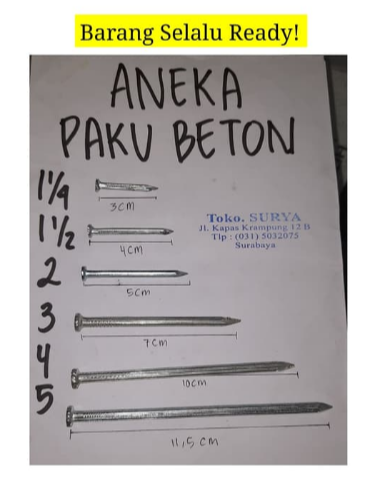 Paku Beton / Paku besi / Paku ra / Paku Silver Ukuran 1-1/4 s/d 2 ...