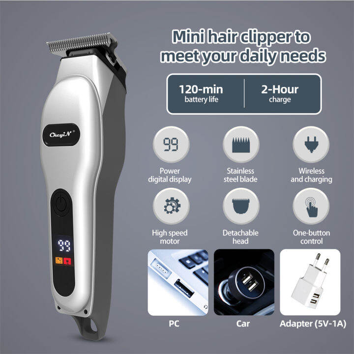 CkeyiN Clipper ผม Clipper ผมไร้สายเสียงรบกวนต่ำ USB ชาร์จ Clipper ผม ...