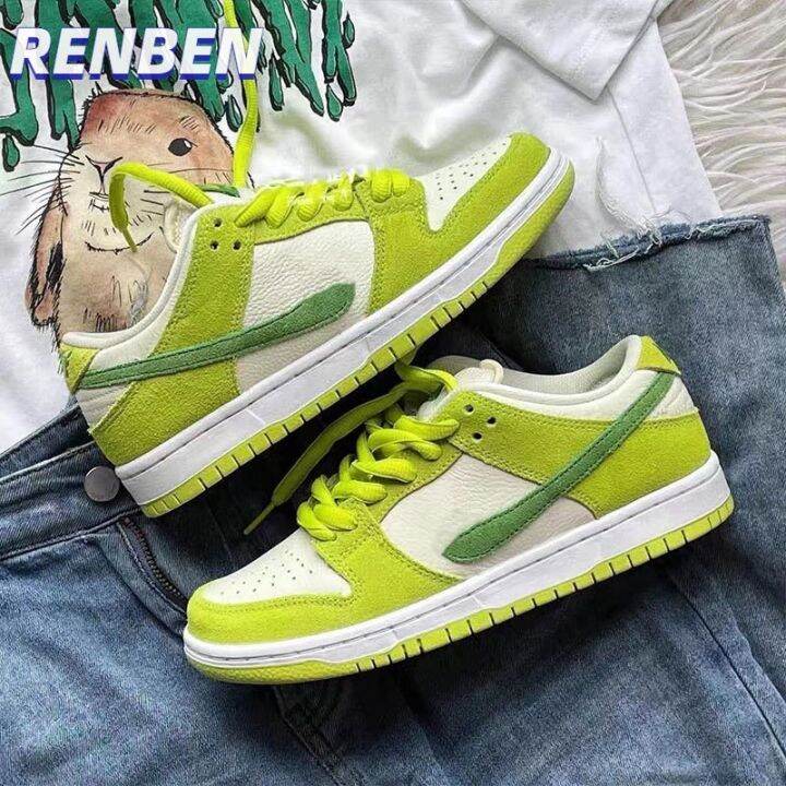 RENBEN ใหม่ ins เทรนด์เฉพาะด้านล่างหนาน้ำหนักเบาร้อยโรงเรียนลมร้อยรองเท้าลำลองสีเขียวหญิง ...