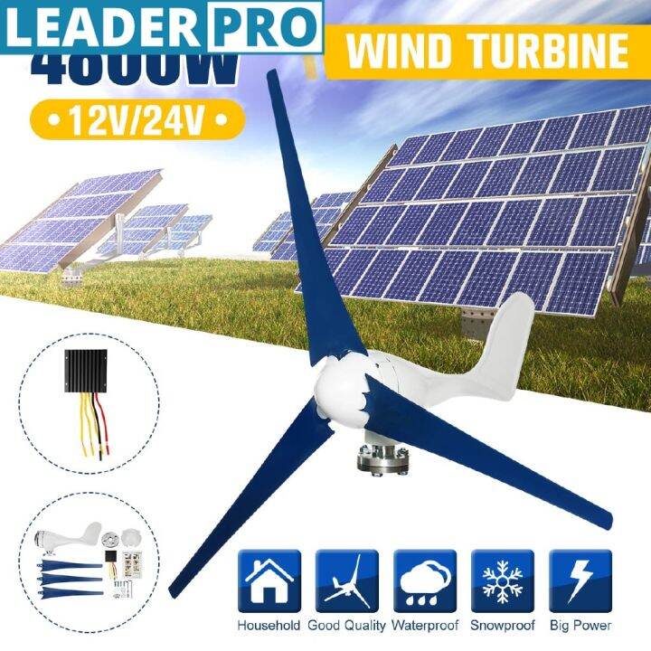 4800W Wind Turbines Generator 12V/24V 3 Blades Horizontal Wind Generator With Controller ...