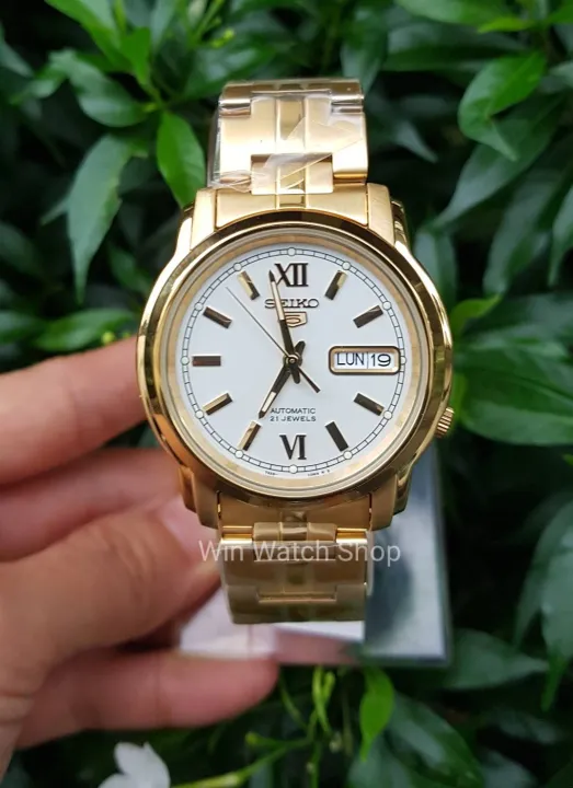 SEIKO 5 Automatic รุ่น SNKL58K1 นาฬิกาข้อมือผู้ชาย สายสแตนเลส สีทอง ...