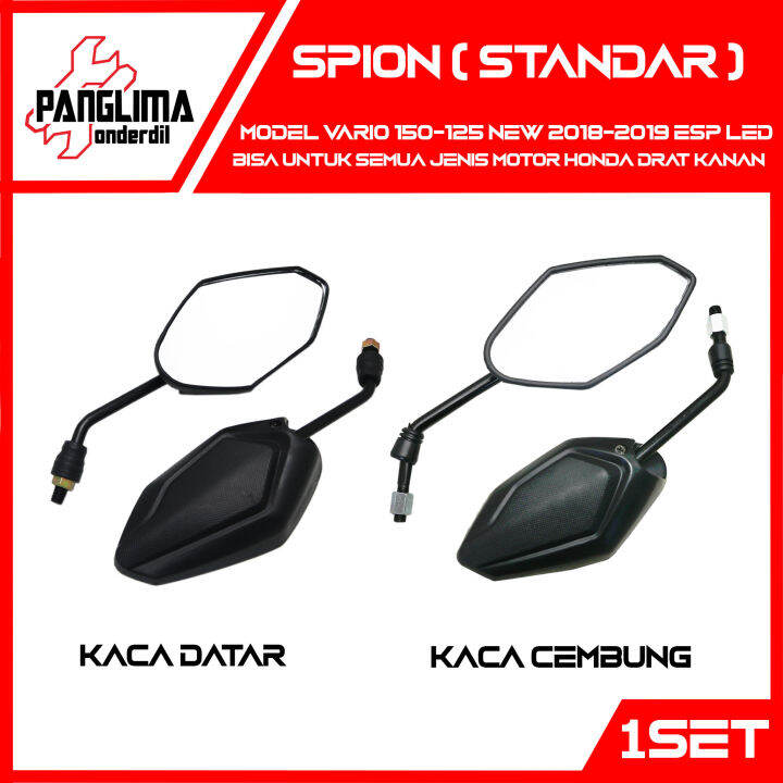Spion-Sepion-Kaca-Mirror-Cermin Standart-Standar-Cembung Model Vario 125-150 New Bisa Untuk Drat ...