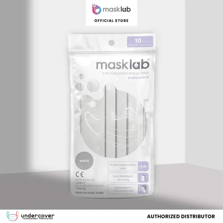 MASKLAB - Undercover Mask PH - Adult Surgical White Pouch (10 pcs) | Lazada PH