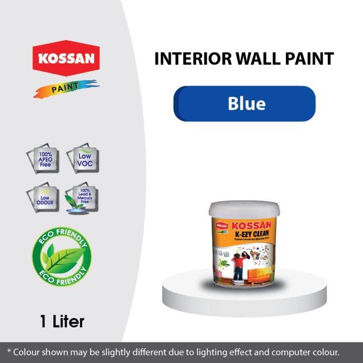 1L Kossan K-ezy Blue Colour Series K-eazy Clean Eco Interior Wall Paint ...