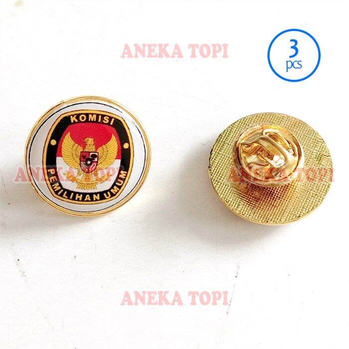 Bross Pin KPU Model Bulat - Pin Logo KPU Ukuran 2Cm - Aneka Topi / 3 ...