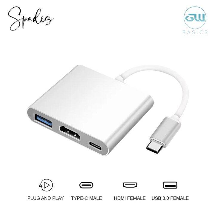 Gigaware Basics Type C USB 3.1 to 4K HDMI USB 3.0 USB-C Adapter ...