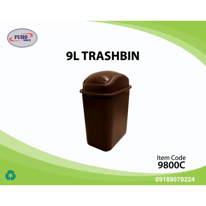 FUHO Trashbin With Swing Cover Oval Trash Can, Garbage Bin, Waste ...