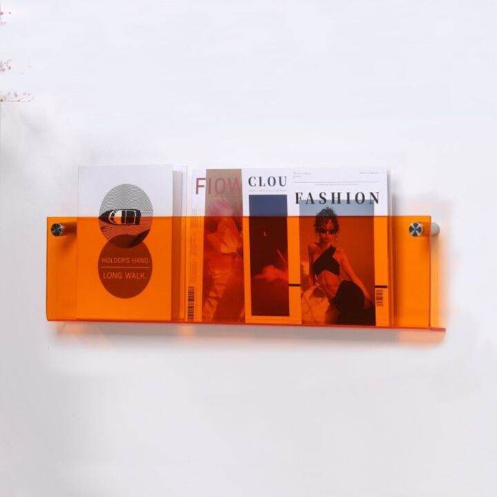 Acrylic Magazine Rack Transparent Book Display Shelf Wall Mounted ...
