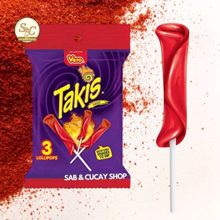Vero Takis Fuego Lollipop –Flavored Lollipop with Chili Powder Dip ...