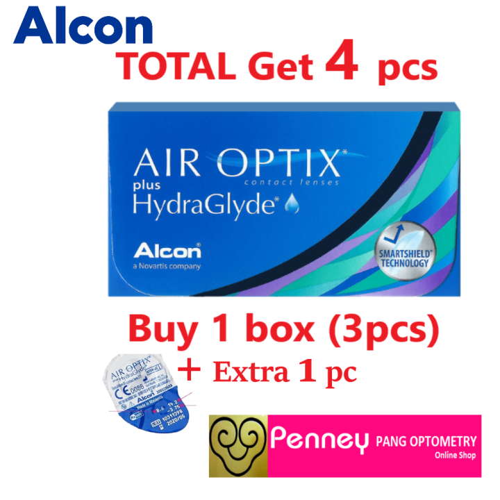 Air Optix Plus Hydraglyde Monthly Contact Lens (3 lenses/box + 1pc ...