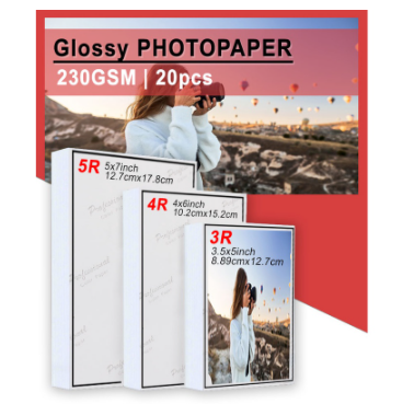 Photo Paper 3R 4R 5R | 20 Sheets High Glossy Photographic Coated Printing Paper 230gsm | Lazada PH
