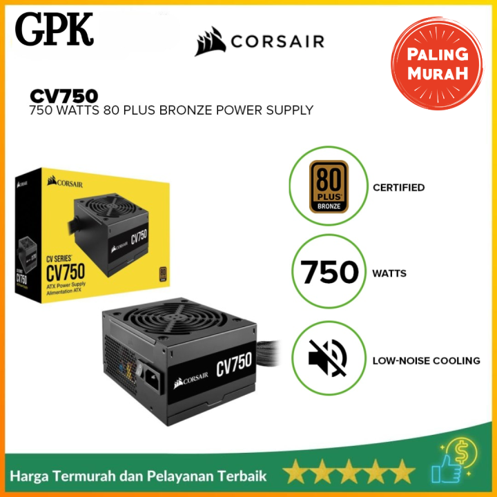 Corsair CV750 750Watt 80 Plus Bronze Certified Power Supply PSU CV 750 | Lazada Indonesia