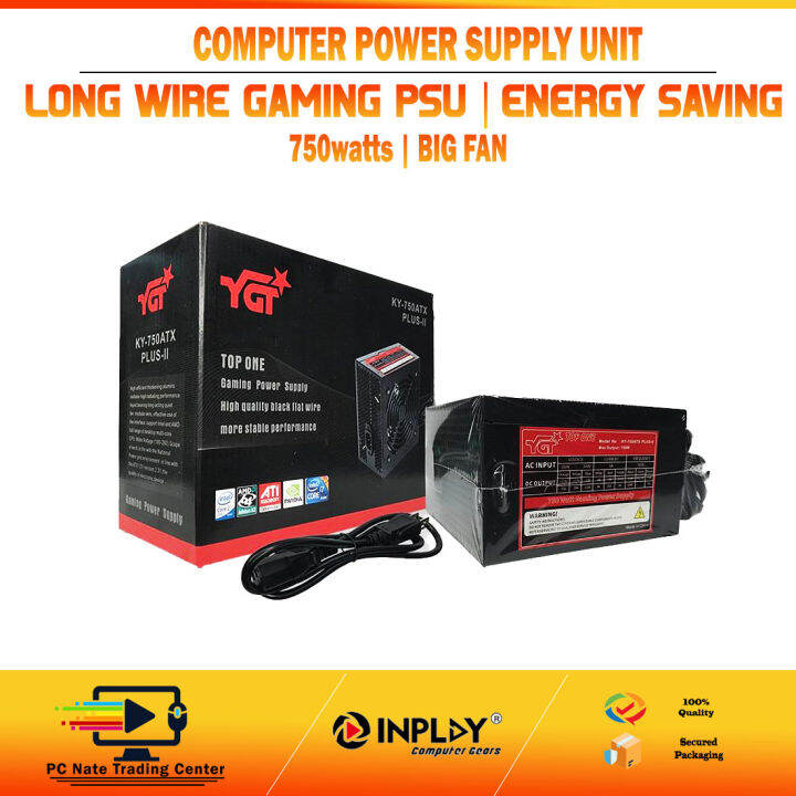 YGT PSU 750watts TOP ONE Gaming Power Supply BIG Fan KY-750ATX LONG ...